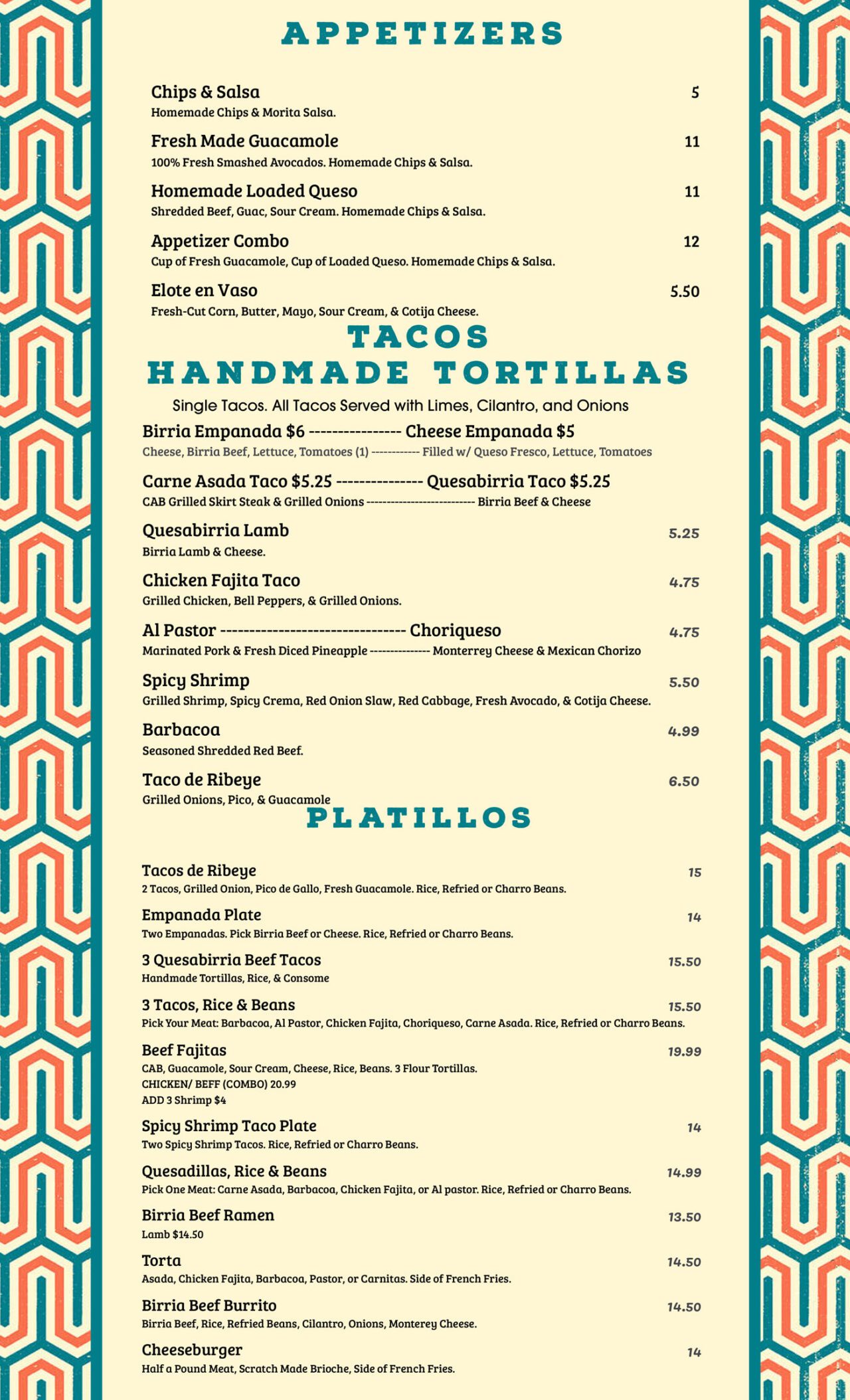 Menu - Los Marquez Tacos